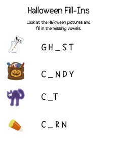 Halloween Fill In The Blank Vowel Review FREE Printable - You Brew My Tea