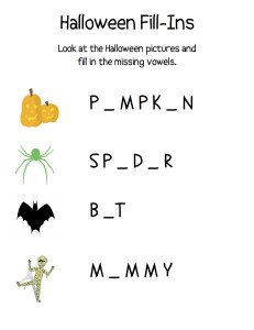 Halloween Fill In The Blank Vowel Review FREE Printable
